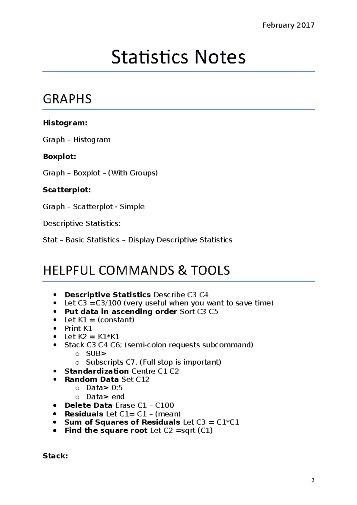 Statistics Notes Assessment 2 - Statistics Notes GRAPHS Histogram ...