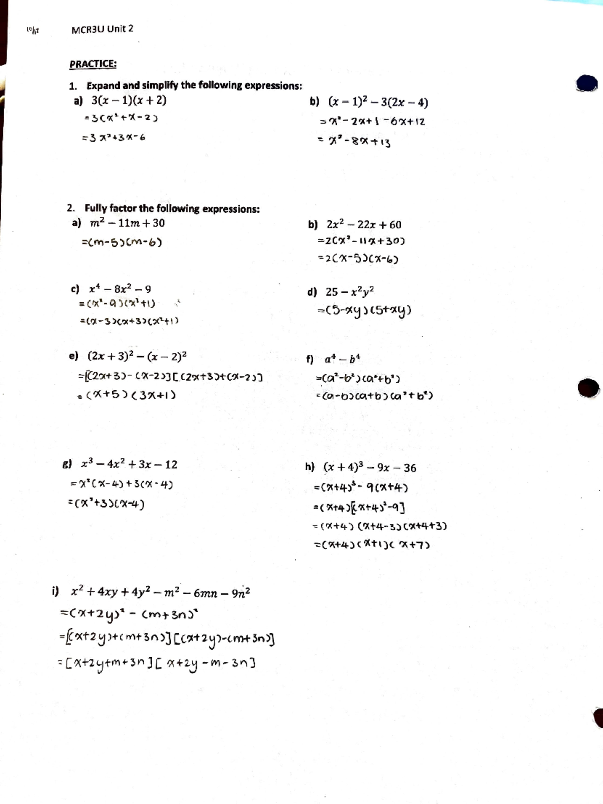 Unit 2 - Rational - Unit 2 of Grade 11 Functions class work with ...