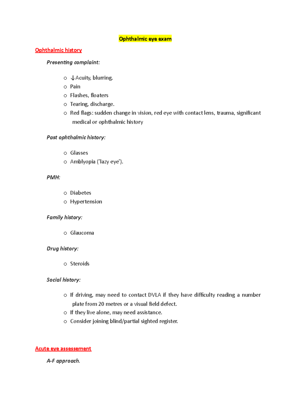 Ophthalmic history and exam - Ophthalmic eye exam Ophthalmic history ...