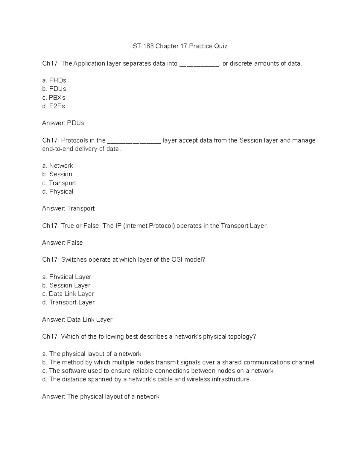 IST 166 Chapter 17 Quiz - Module 17 Practice Problems - IST 166 Chapter ...