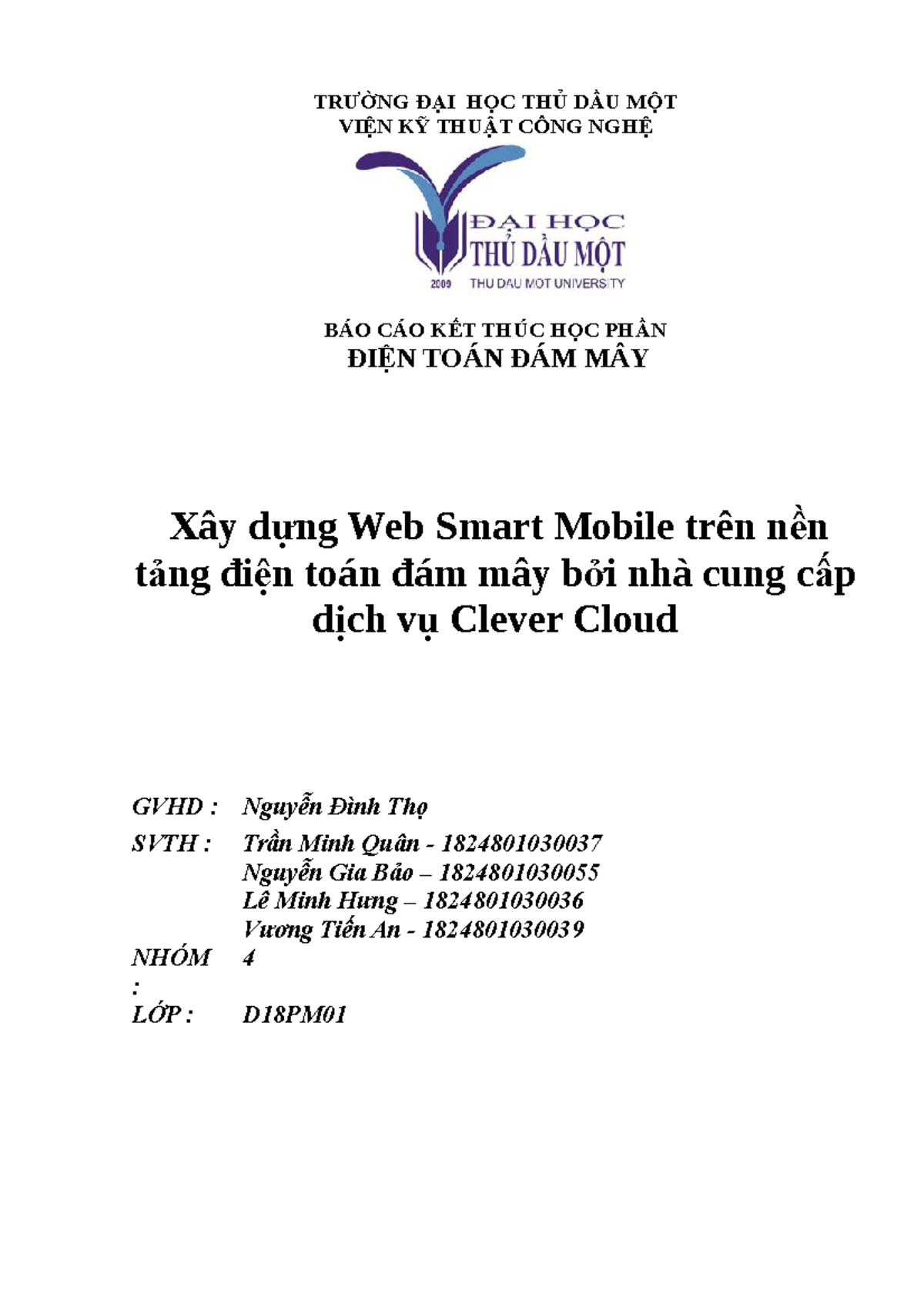 Xây dựng Web Smart Mobile trên nền tảng điện toán đám mây bởi nhà cung cấp dịch vụ Clever Cloud ...