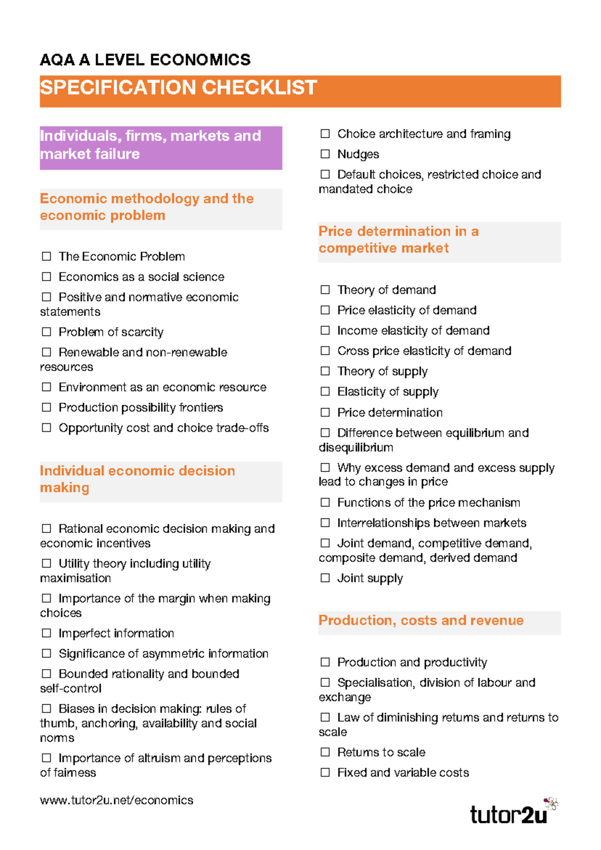 AQA-A-Level-Economics-Checklist - AQA A LEVEL ECONOMICS SPECIFICATION ...