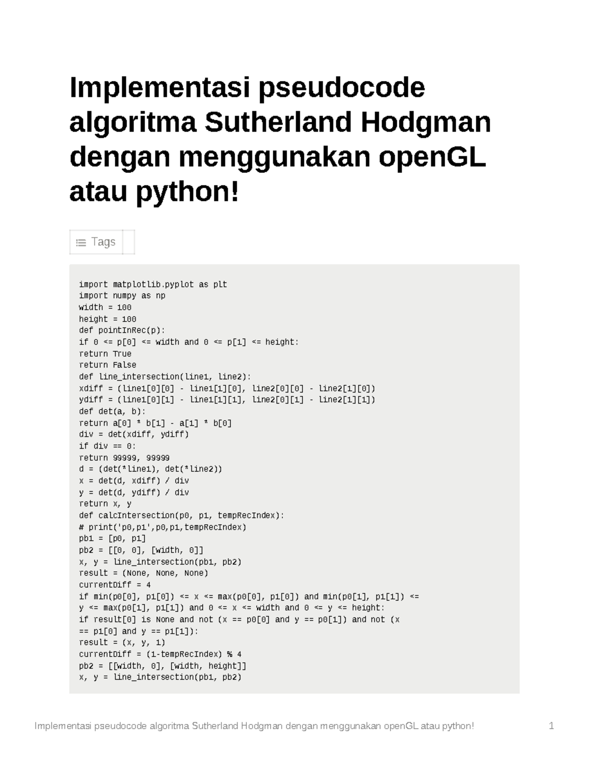 Implementasi pseudocode algoritma Sutherland Hodgman dengan menggunakan ...