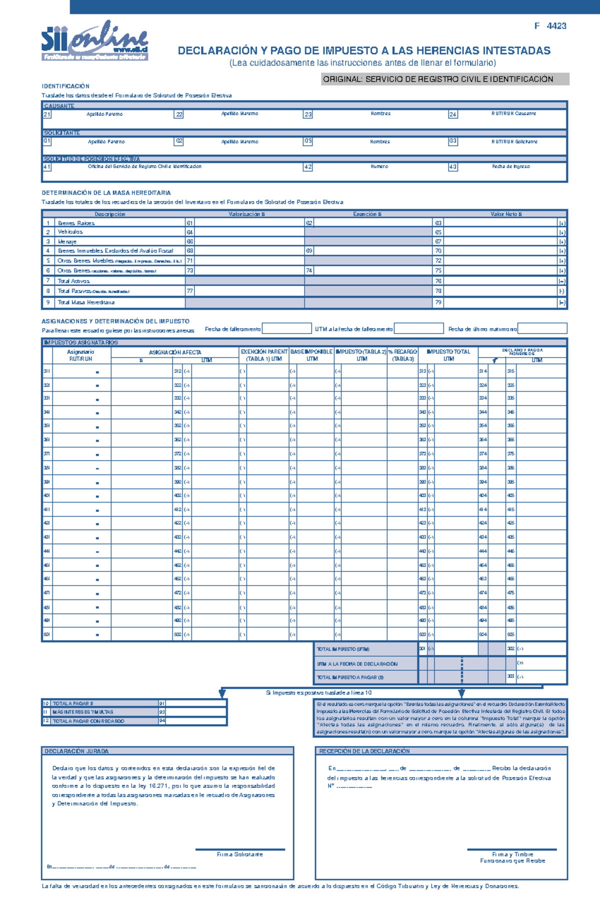 20231117 Form. 4423 Pago de Impuesto a la herencia - SOLICITUD DE ...