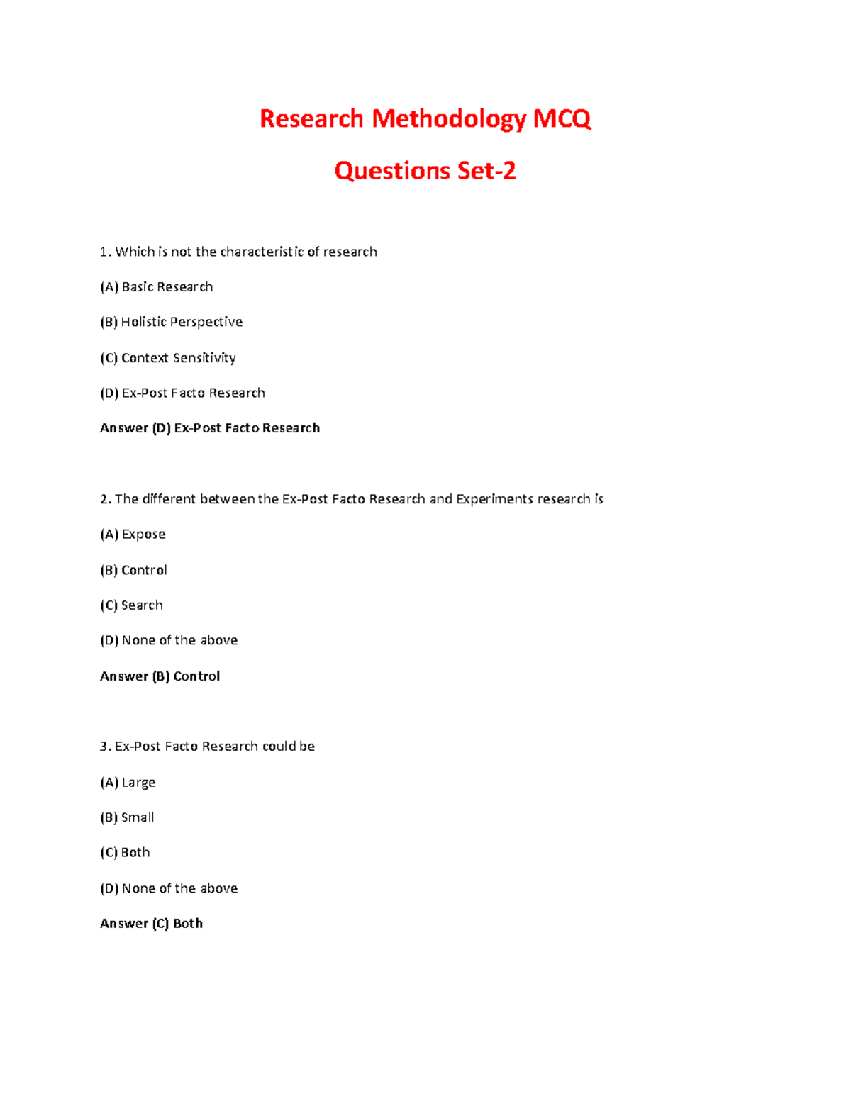 Research Methodology MCQ Questions Set-2-converted - Research ...