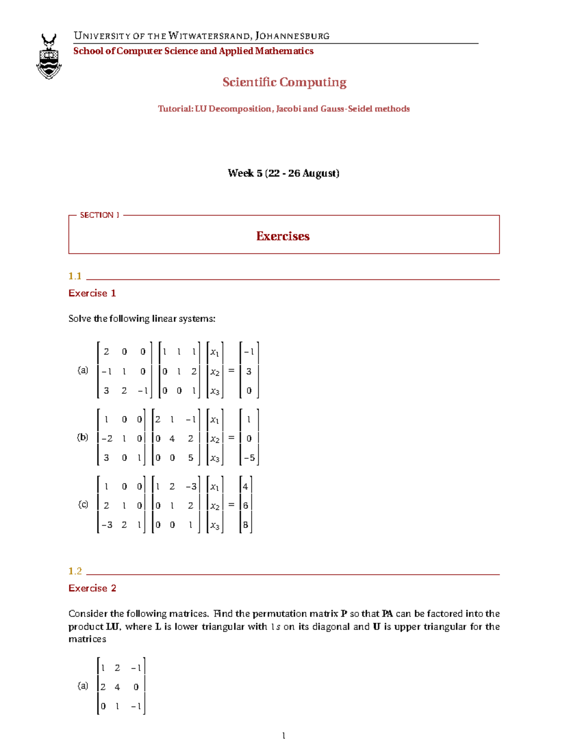 Tutorial week5 - tut week 5 - UNIVERSITY OF THE WITWATERSRAND, JOHANNESBURG School of Computer ...