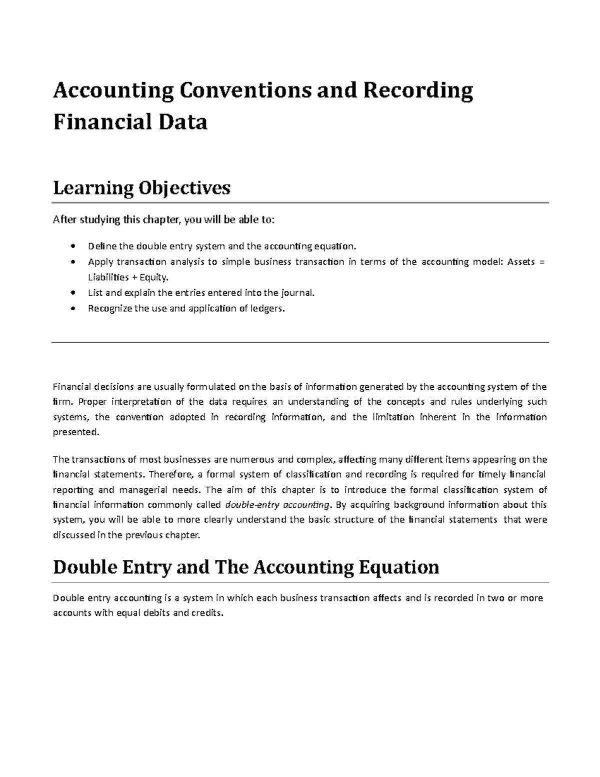 Accounting Conventions and Recording Financial Data - Accounting ...