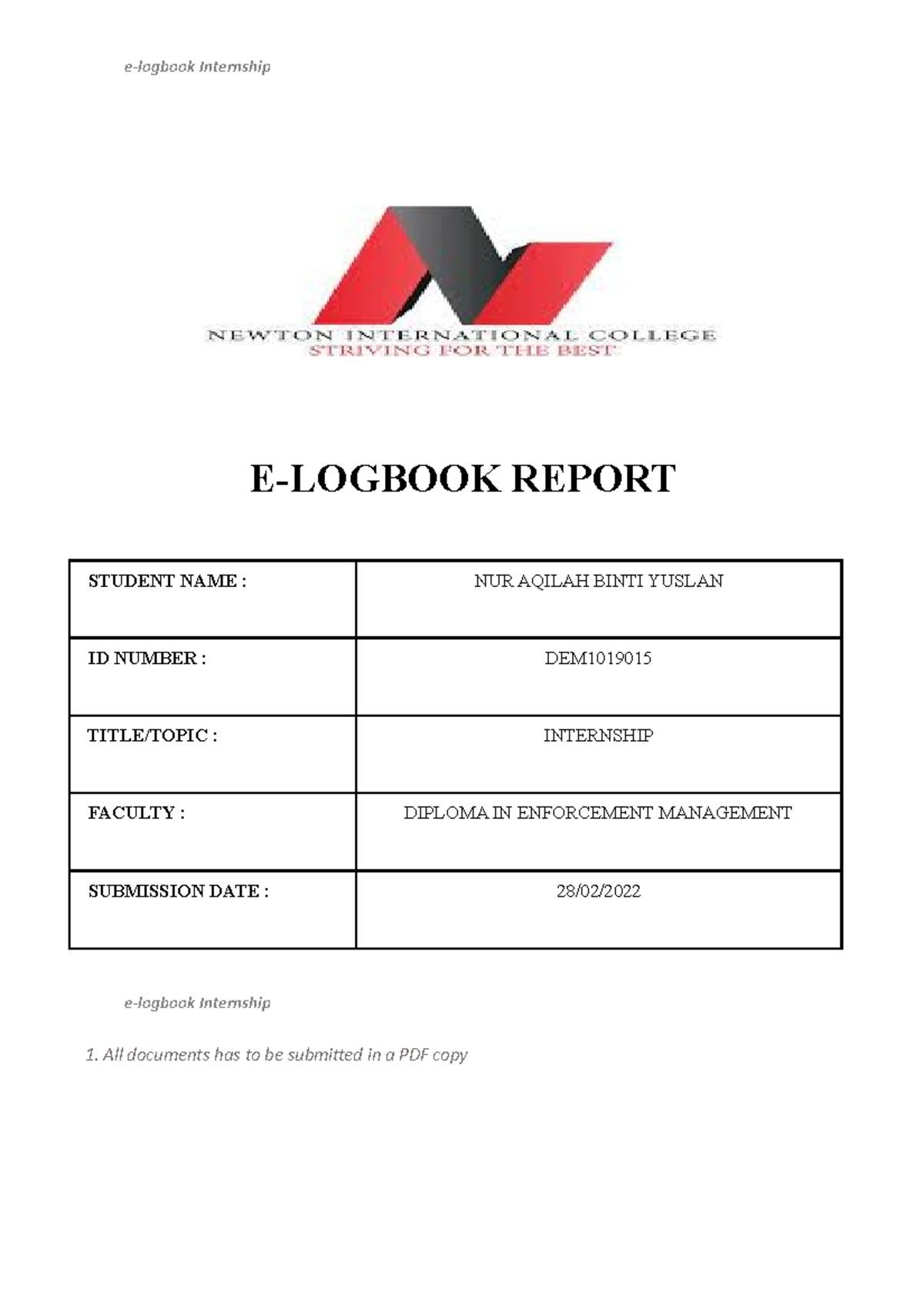 E-logbook internship 2022 - e-logbook Internship E-LOGBOOK REPORT ...