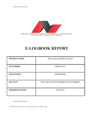 Log Book Report Template - LOG BOOK REPORT STUDENT NAME: MUAMMARNAJMI ...