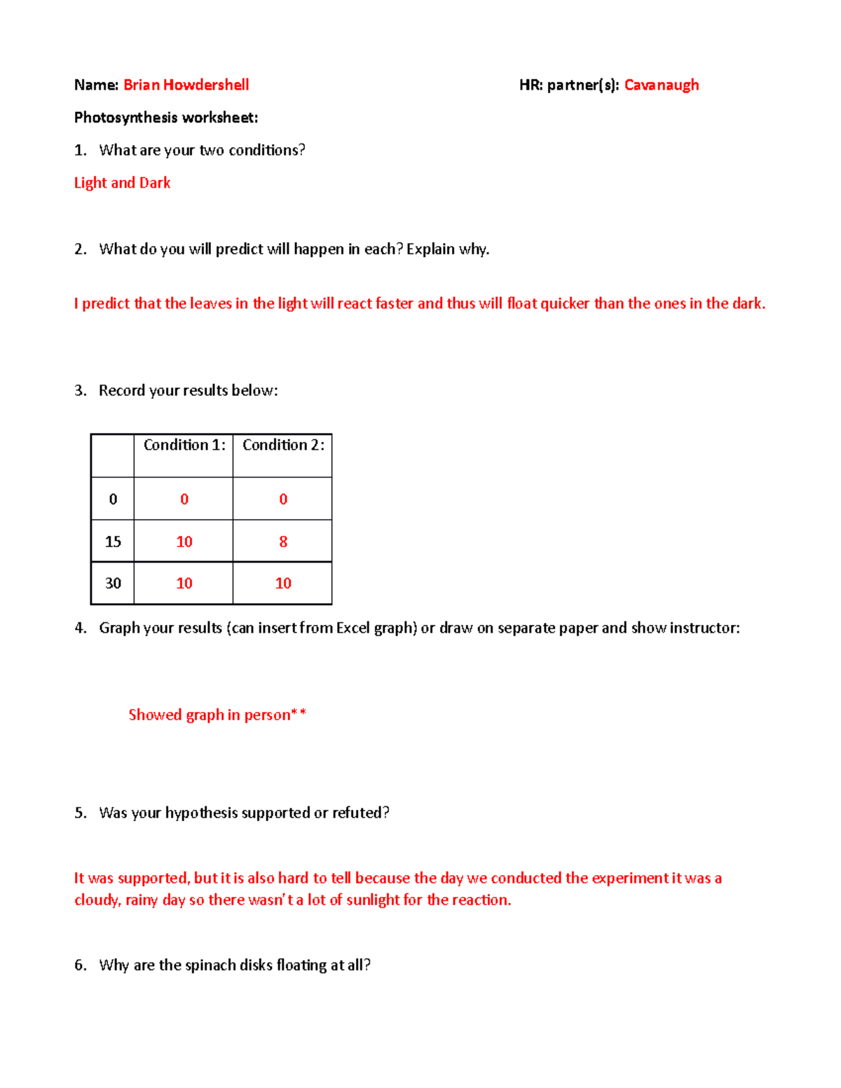Lab - Photosynthesis Worksheet - BUS 220 - Studocu