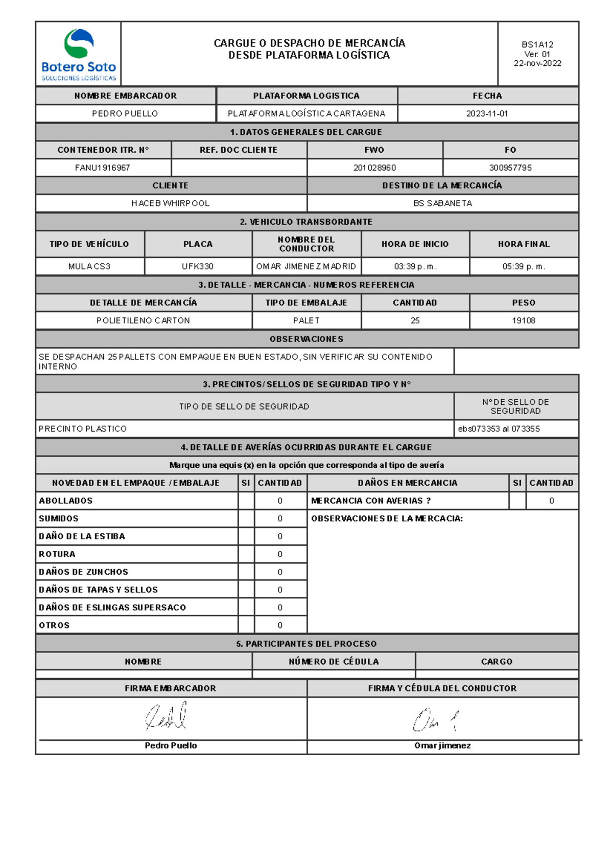 BS1A12 - Cargue O Despacho DE Mercancia Desde LA P (35) - CARGUE O ...