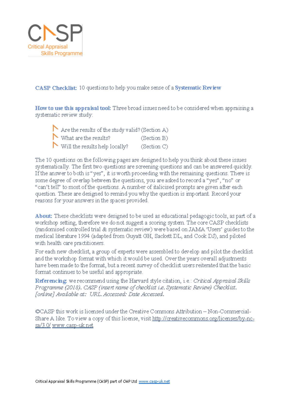 Systematic - Helps with writing a reviw - Critical Appraisal Skills ...