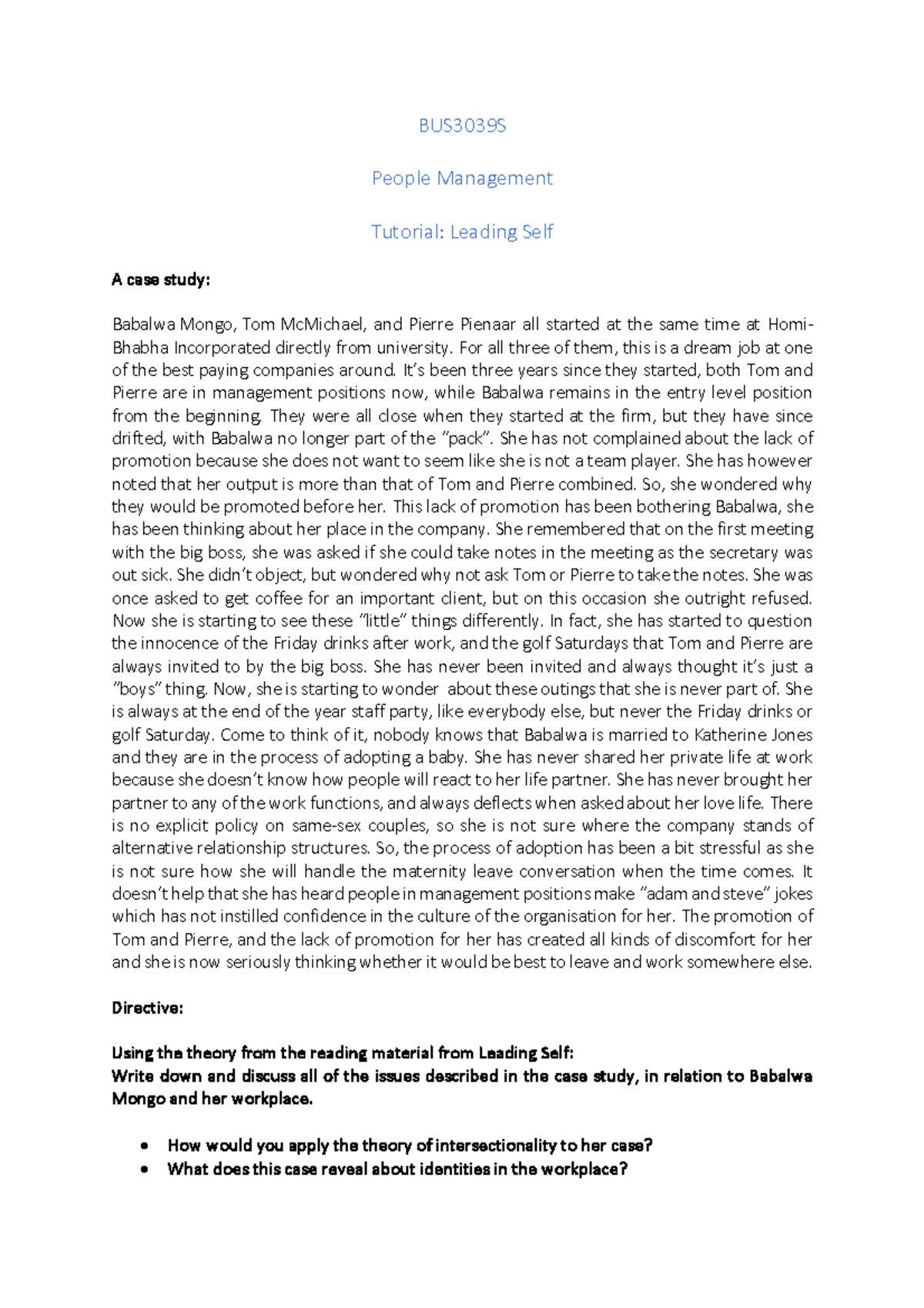 Leading+Self+Tutorial+S-2 - BUS3039S People Management Tutorial ...