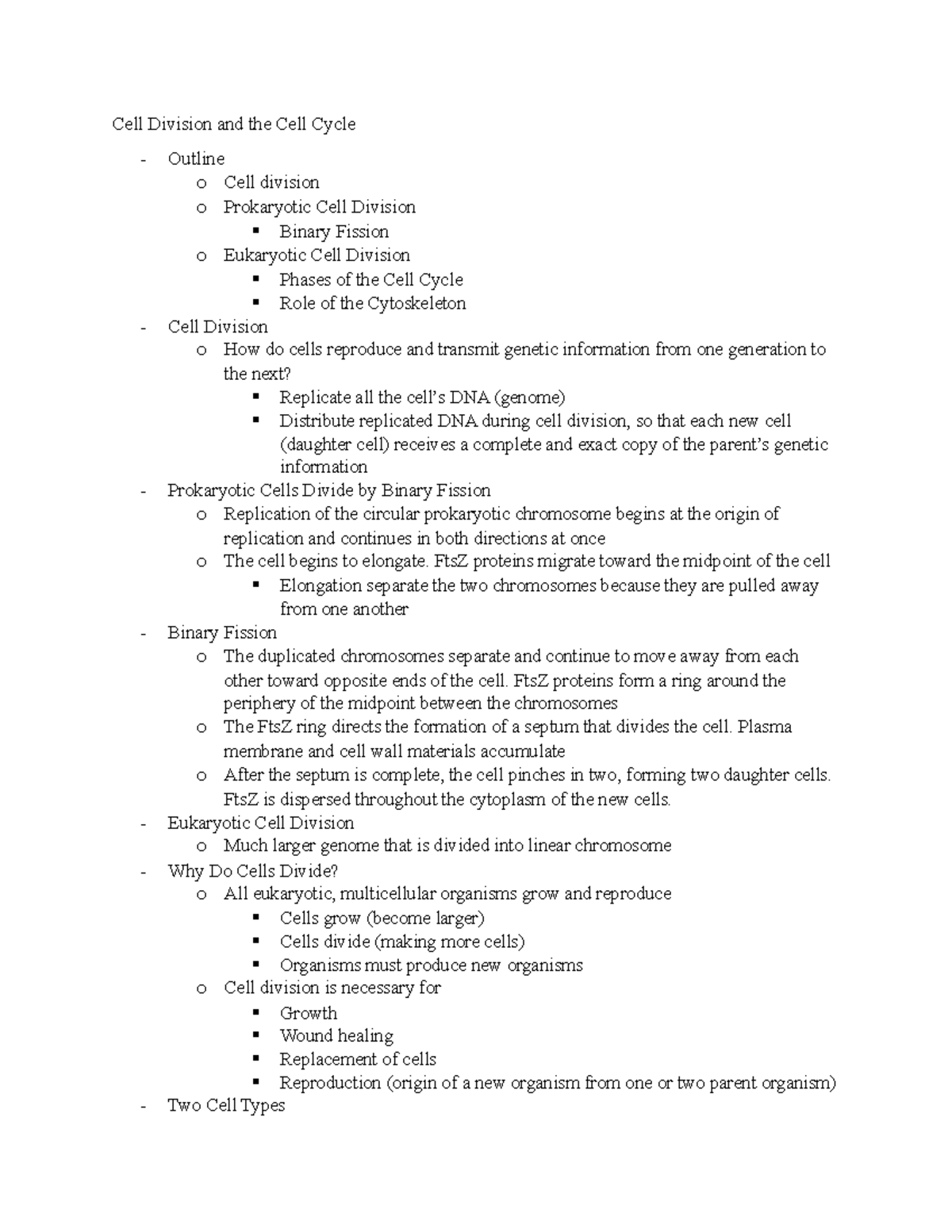 Cell Division and the Cell Cycle - Cell Division and the Cell Cycle ...