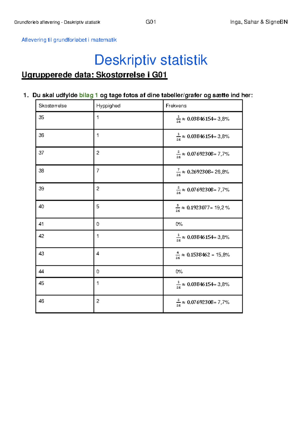deskriptiv statistik - Aflevering til grundforløbet i matematik ...