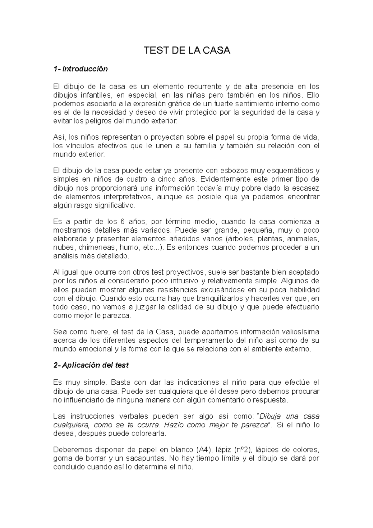 Htp - Manual HTP - TEST DE LA CASA 1- Introducción El dibujo de la casa ...