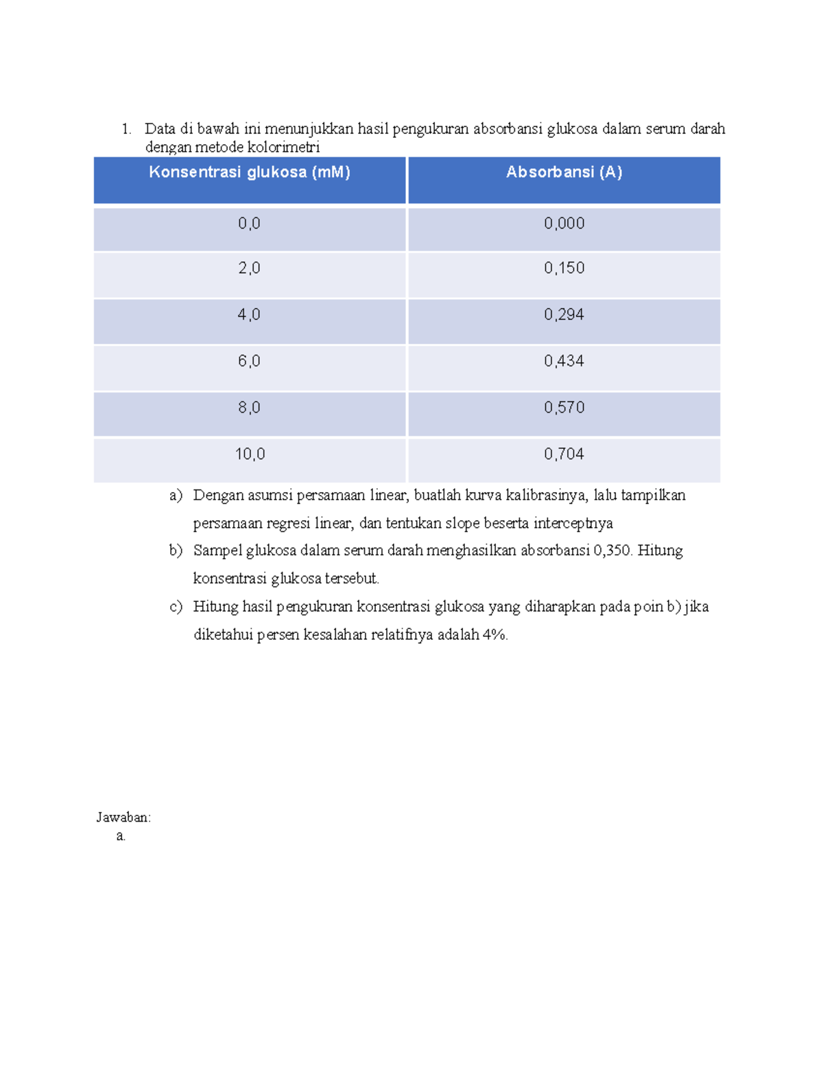 Tugas 1 kimia analisa instrumen - 1. Data di bawah ini menunjukkan ...