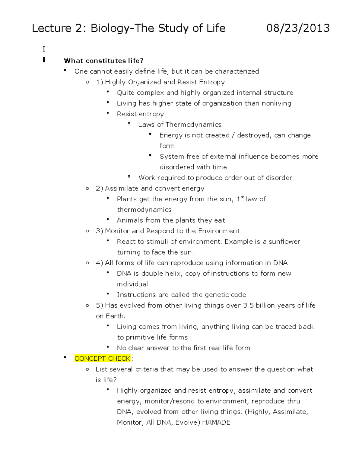 2-Biology The Study of Life - Lecture 2: Biology-The Study of Life 08 ...