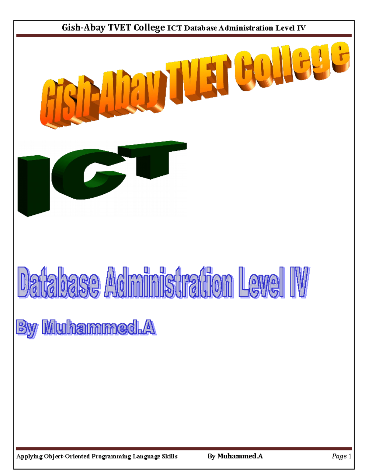ICT-ITS4-05-0811-Apply-Object-Oriented-Programming-Language-Skills - Gish-Abay TVET College ICT ...