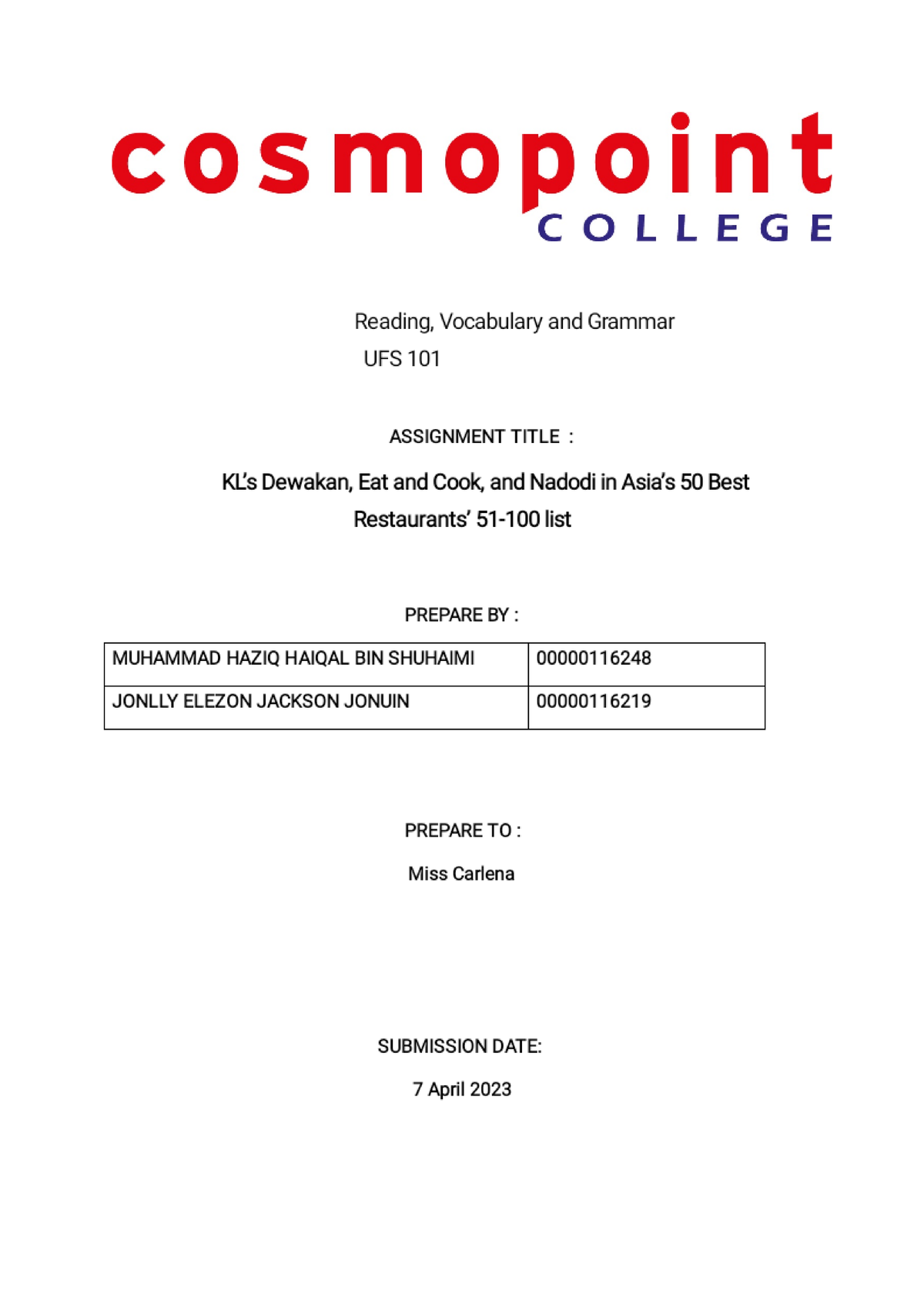 Assignment UFS 101 - business - Multimedia Design - Studocu