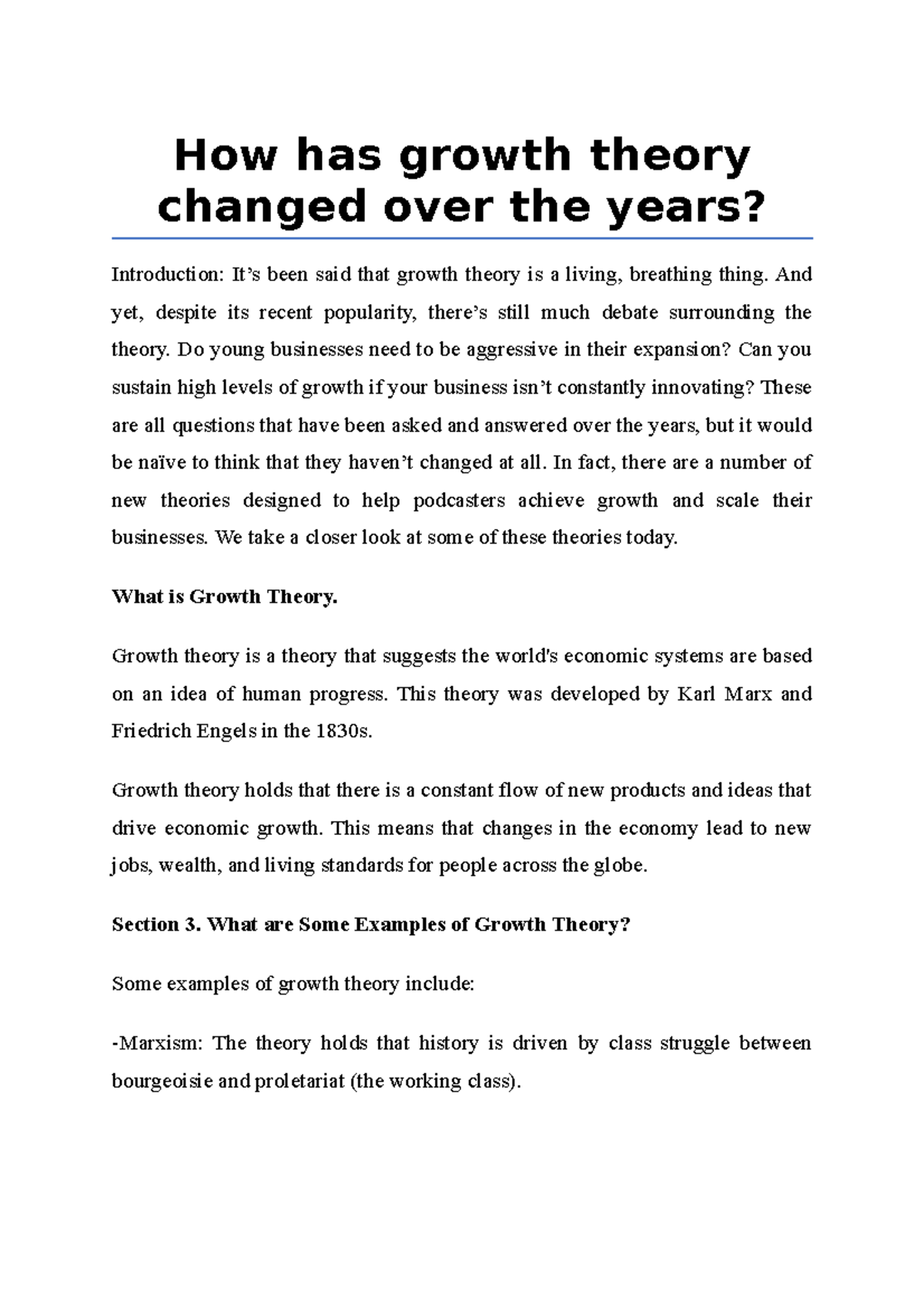 How has growth theory changed over the years - How has growth theory ...