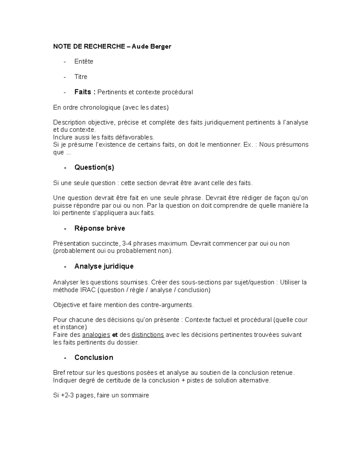 Note de recherche - NOTE DE RECHERCHE – Aude Berger - Entête - Titre ...