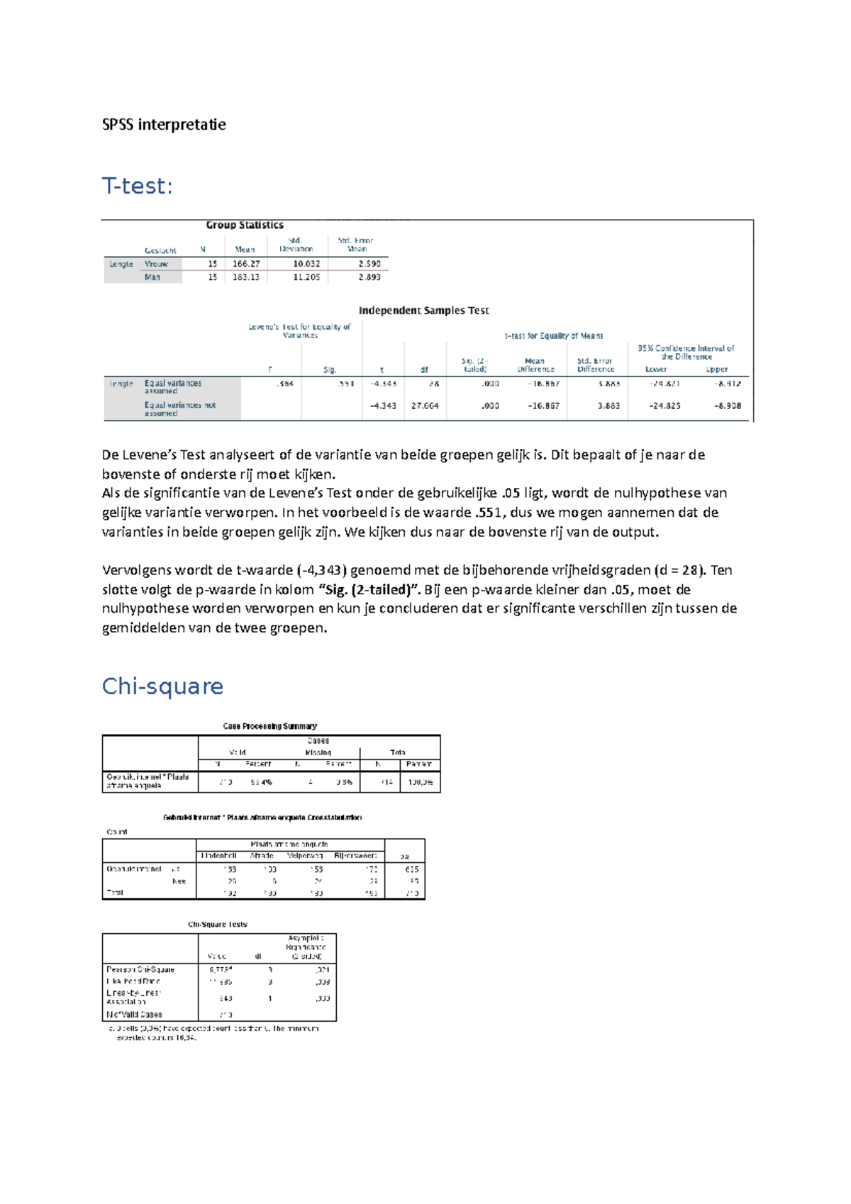 SPSS interpretatie - SPSS output voorbeelden - SPSS interpretatie T ...
