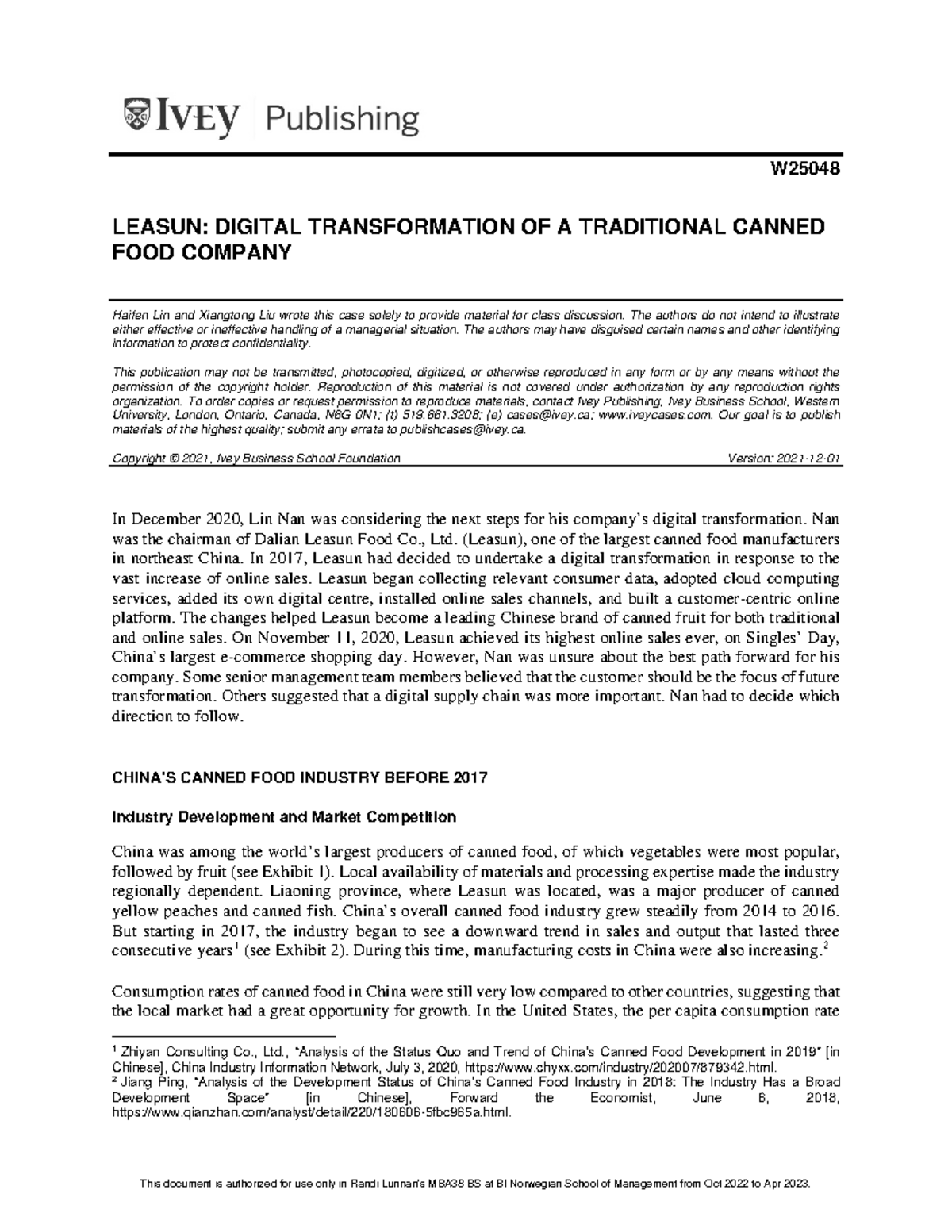 Leasun - Economics - W LEASUN: DIGITAL TRANSFORMATION OF A TRADITIONAL ...