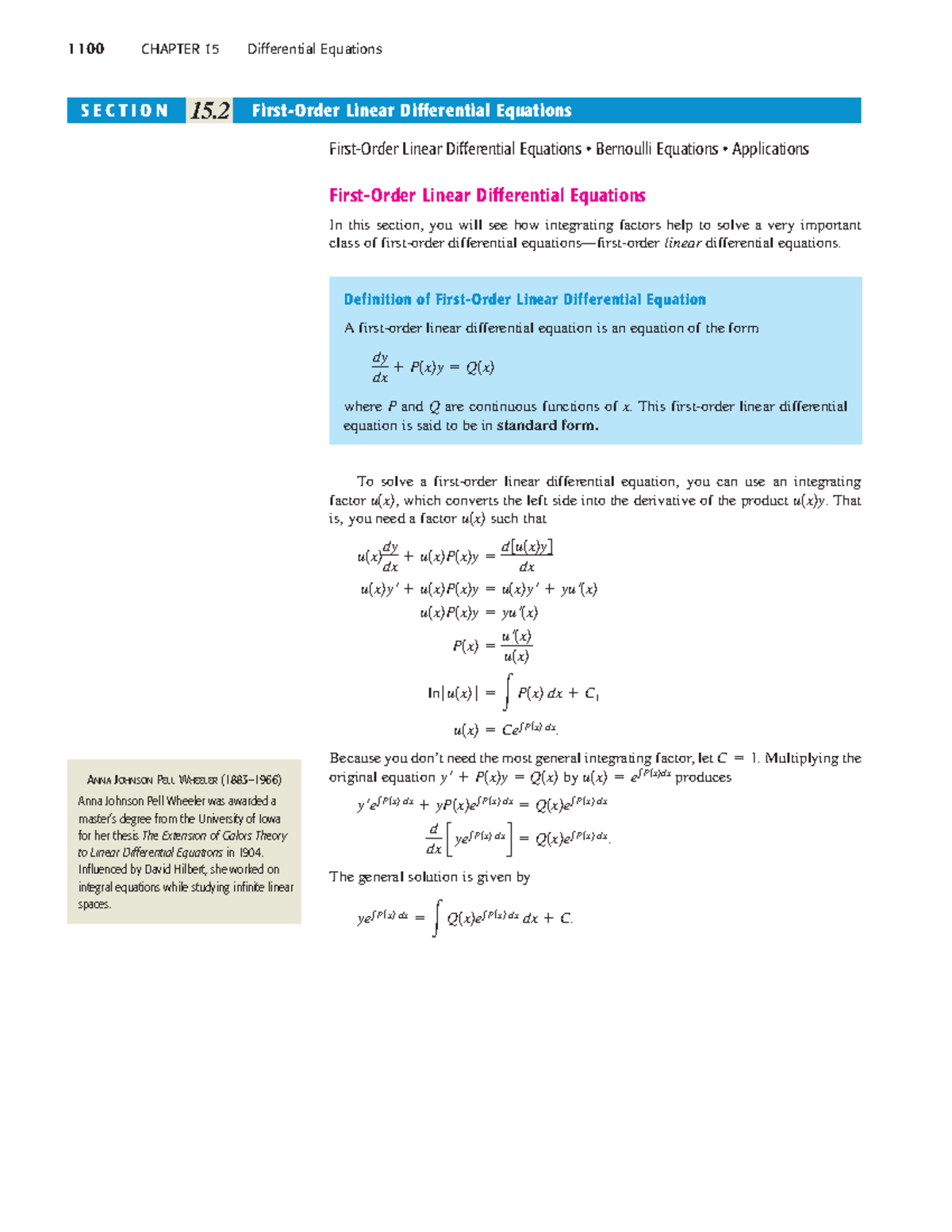 Bernoulli.pdf - 1100 CHAPTER 15 Differential Equations SECTION 15 First ...