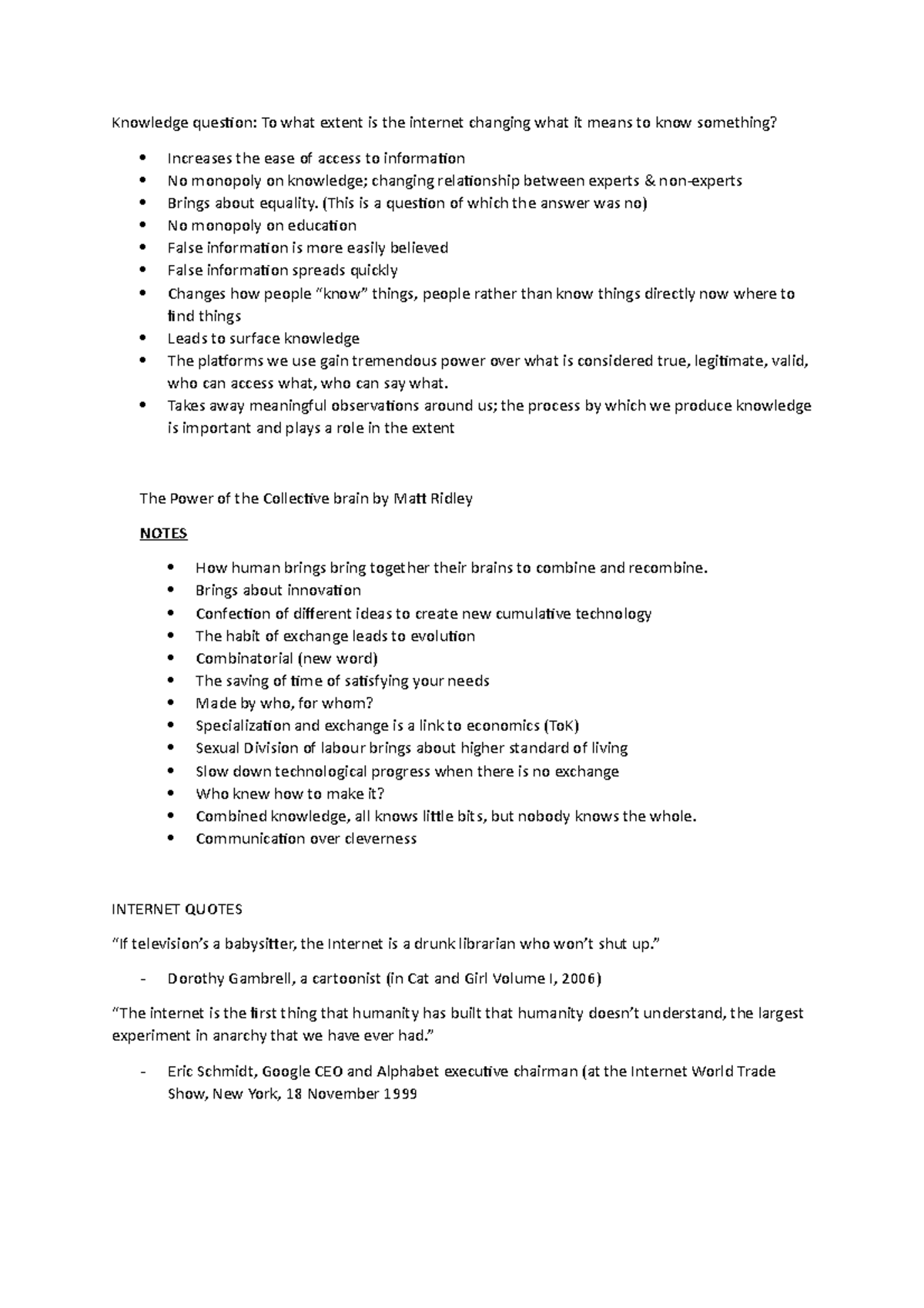 To K note 04 - theory of know notes - Knowledge question: To what ...