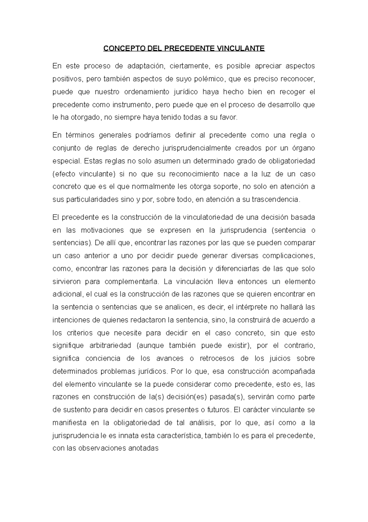 Concepto DEL Precedente Vinculante, El precedente constitucional ...