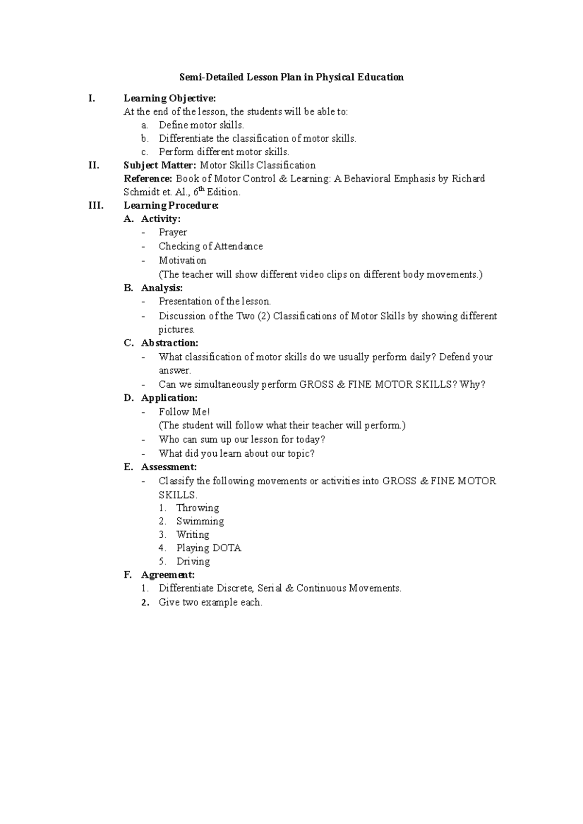 Semi-DLP in PE - Semi-detailed Lesson Plan in PE - Semi-Detailed Lesson Plan in Physical ...