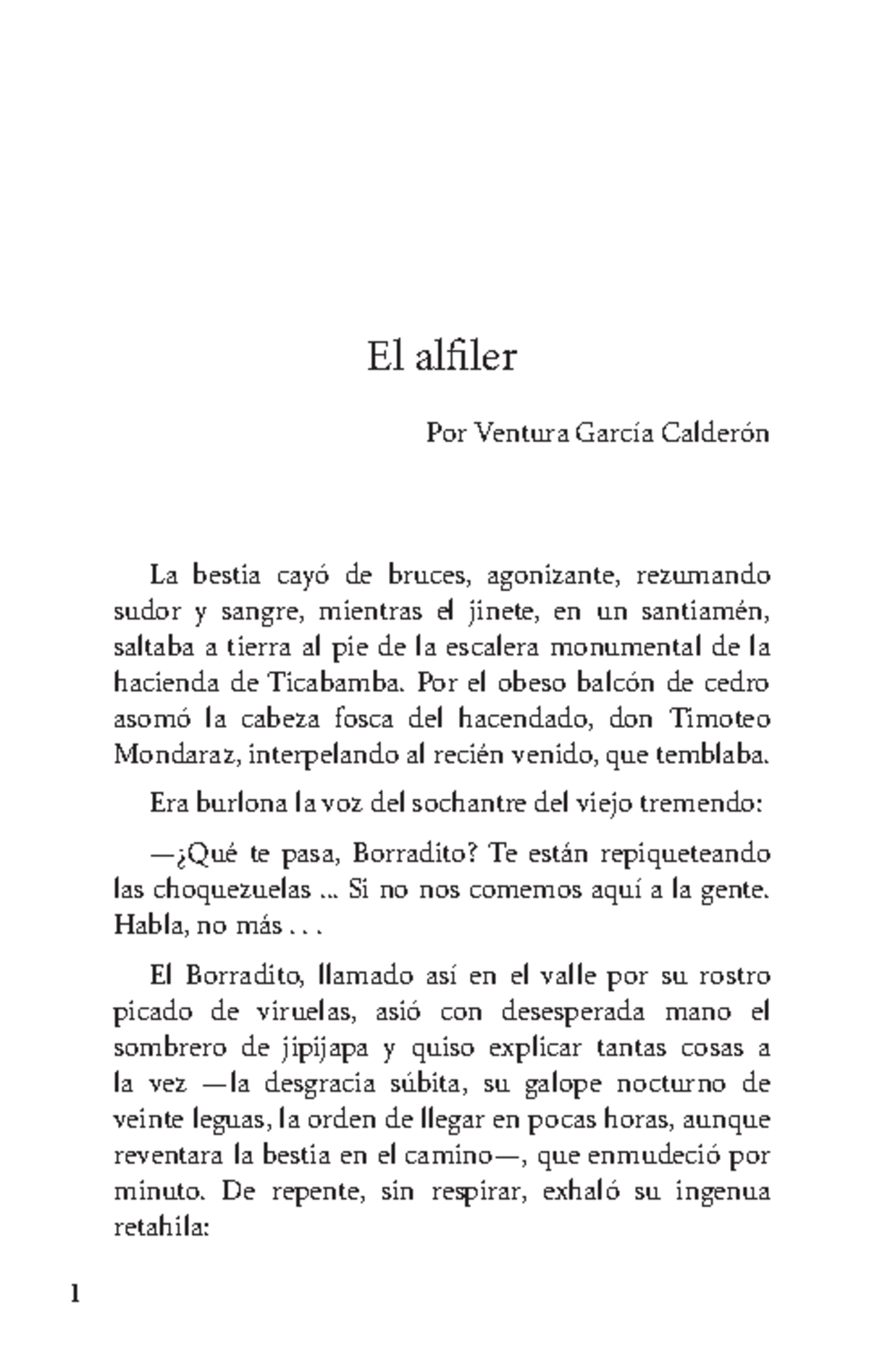 García Calderon Ventura - El alfiler - El alfiler Por Ventura García ...
