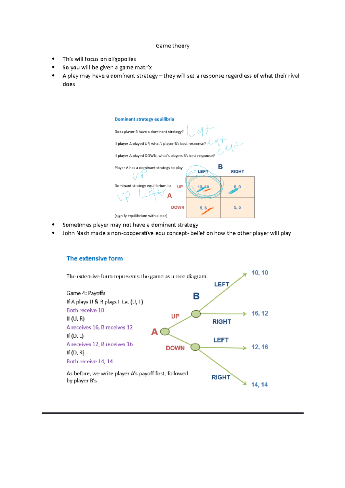 Game theory - micro - Game theory This will focus on oligopolies So you ...