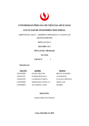 TA1 - Grupo 1 - Logistica Integrada y Cadena de Abastecimientos IS73 ...