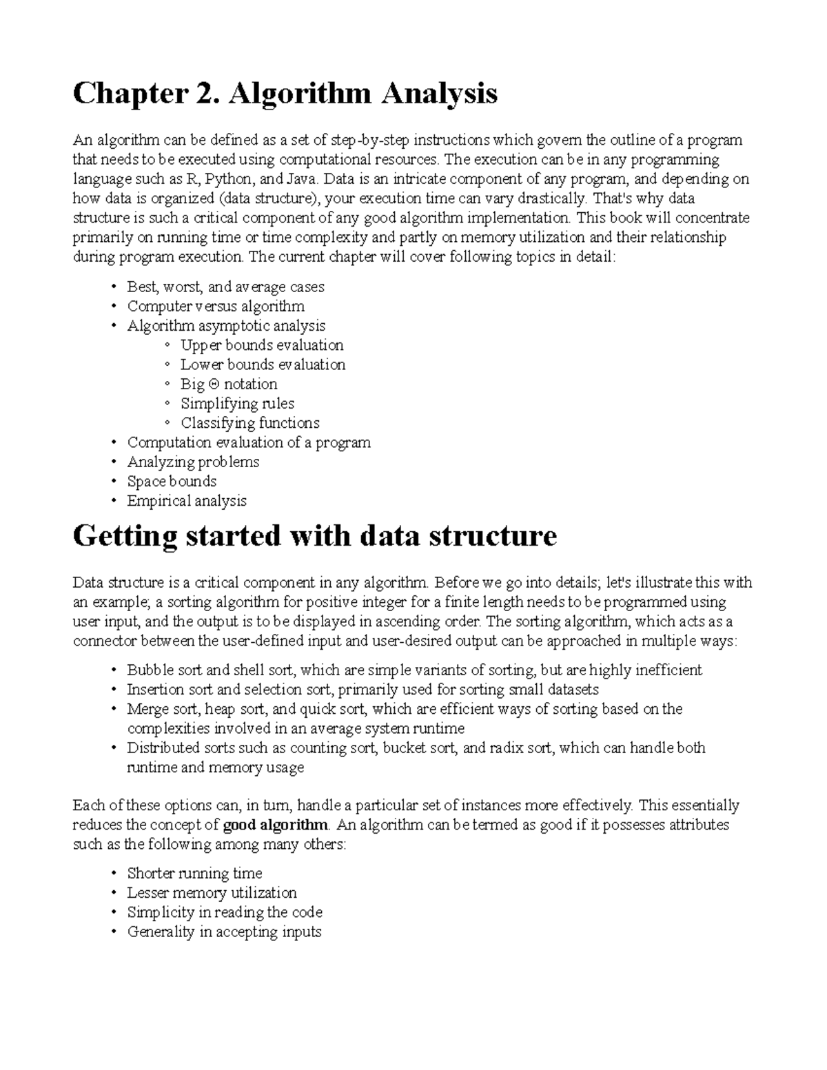 STA 224 Algorthm analysis lecture - Chapter 2. Algorithm Analysis An ...