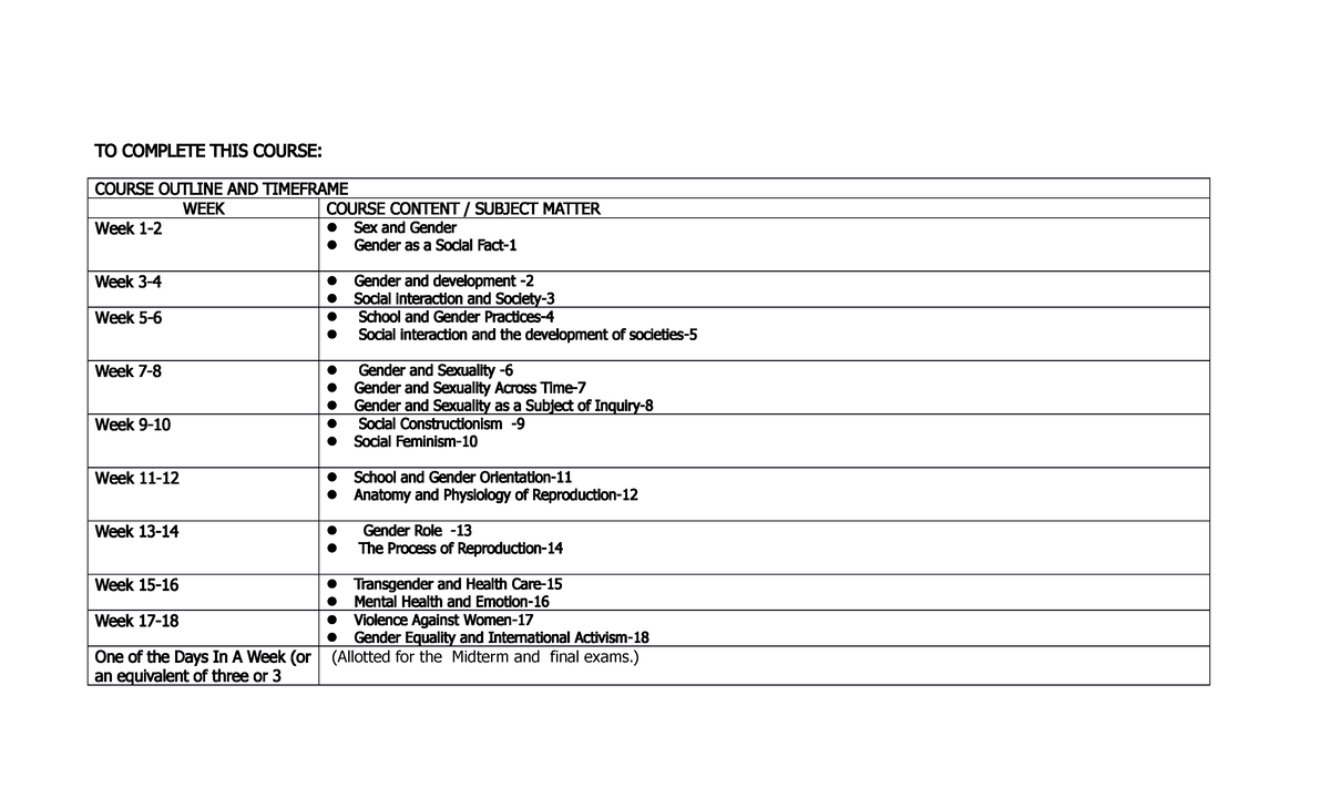 Topics - For guided practice - TO COMPLETE THIS COURSE: COURSE OUTLINE ...