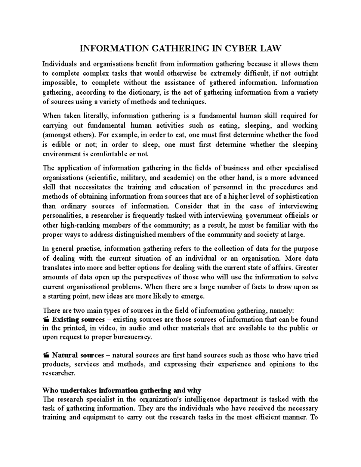 Information Gathering IN Cyber LAW - INFORMATION GATHERING IN CYBER LAW ...