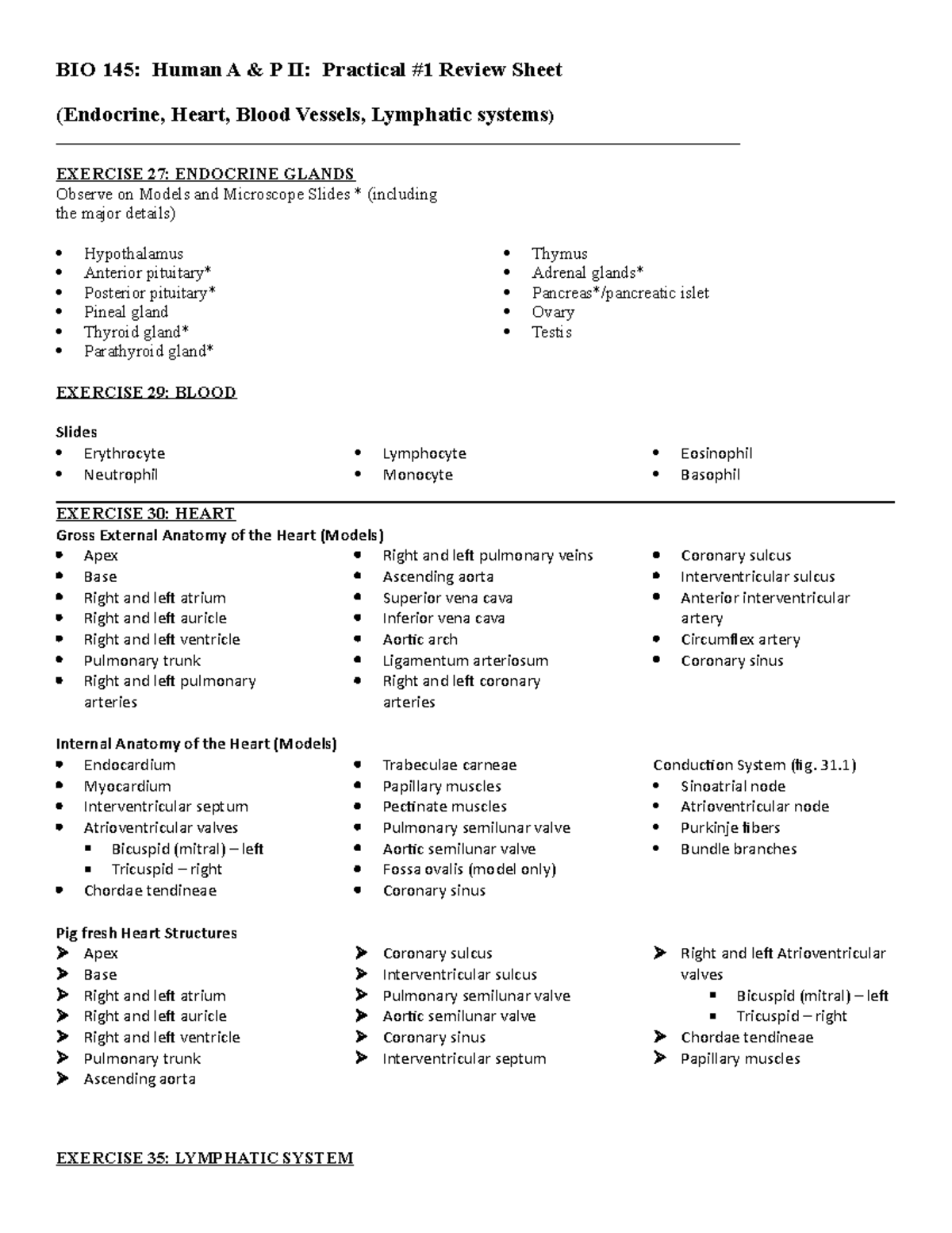 BIO 145 Practical #1 Review Sheet - BIO 145 - MCC - Studocu