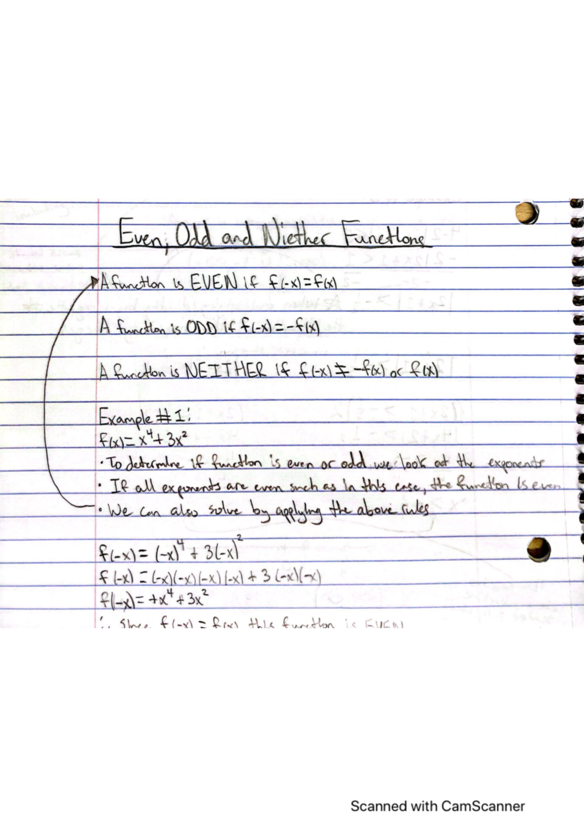 Math 1F03 Even, Odd, Neither Functions - Math 1F03 - Studocu