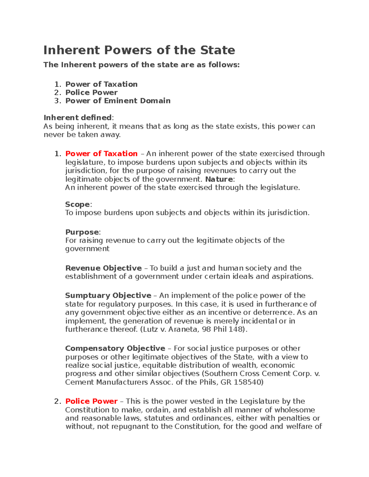 Basic Taxation - For ABM - Inherent Powers of the State The Inherent ...