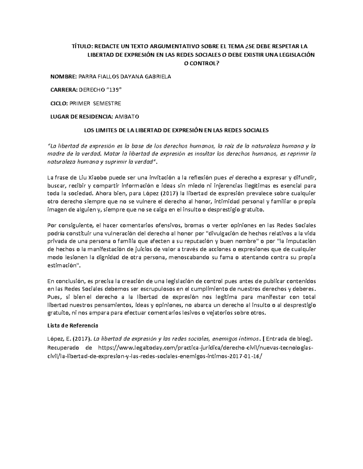 LOS Limites DE LA Libertad DE Expresión EN LAS Redes Sociales - Dayana ...