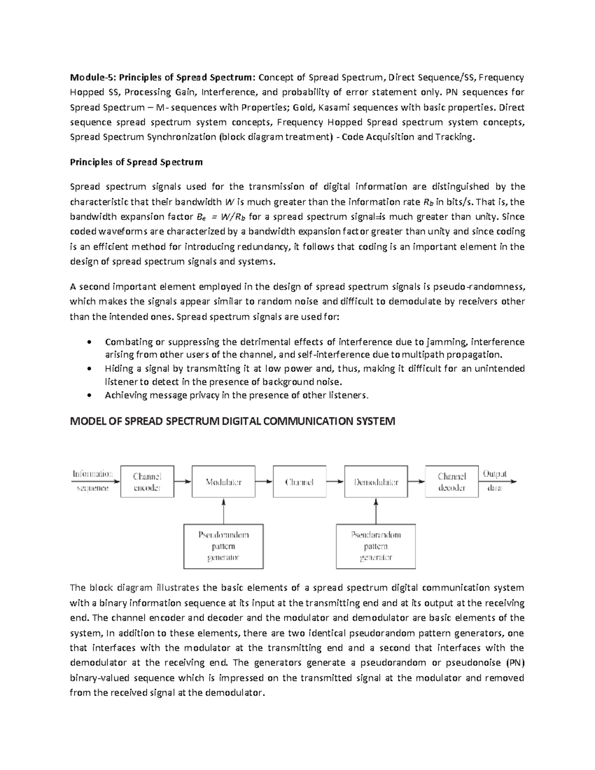 Lecture Notes of Module 3 DC 21EC51 - = Module-5: Principles of Spread ...