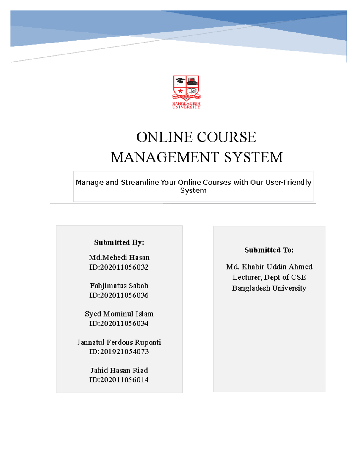 Report-Course-Management - OONLINE ONLINE COURSE MANAGEMENT SYSTEM ...