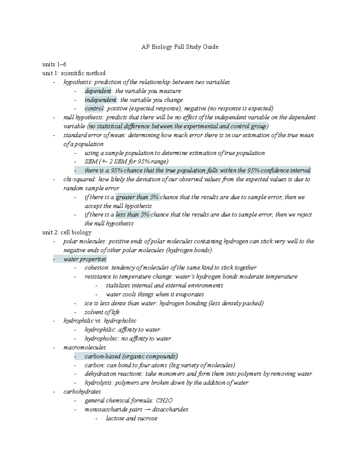 AP Biology SG - AP Biology Full Study Guide units 1– unit 1: scientific ...
