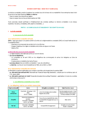 REVISION COMPTABLE - Fiches - ASPECTS GENERAUX Les principaux travaux ...