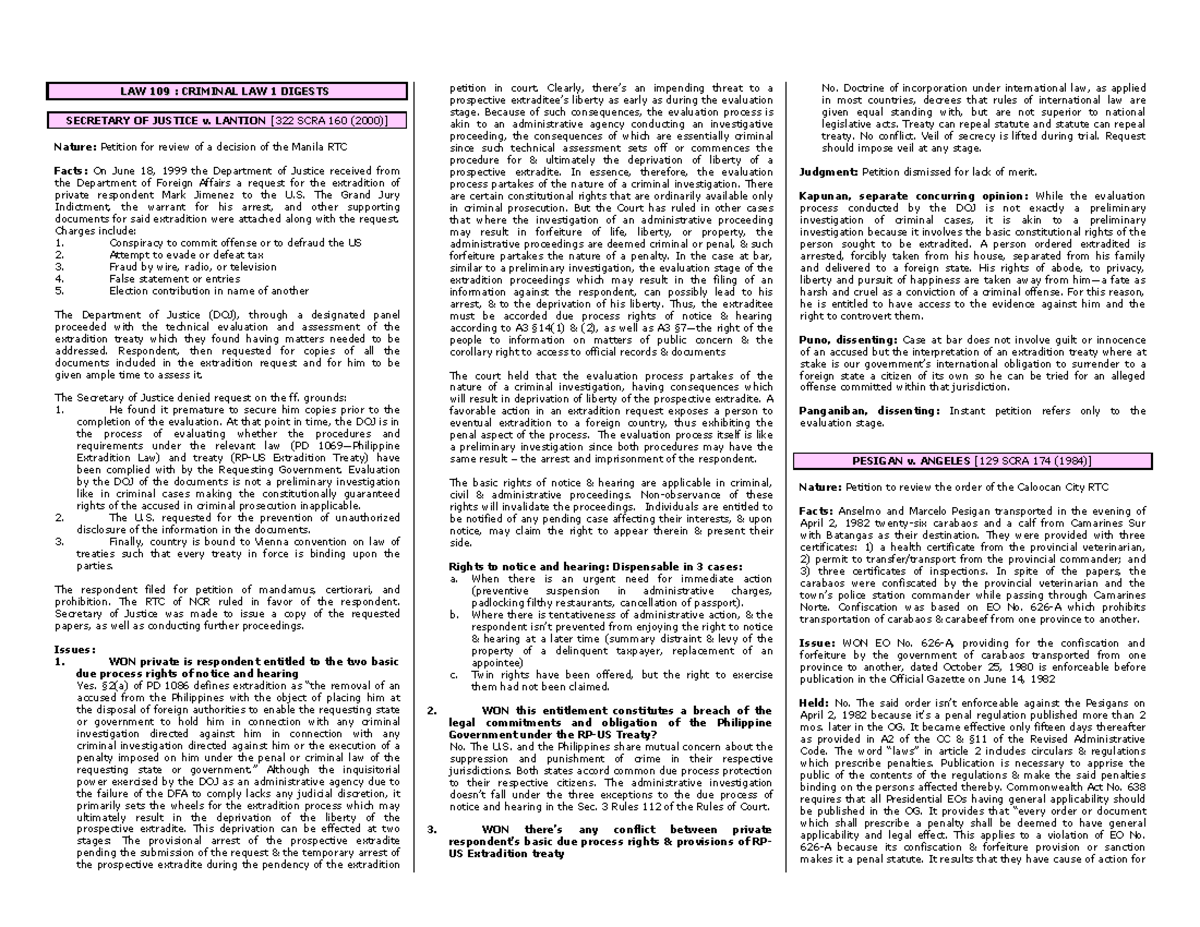 Criminal Law 1 Digests - LAW 109 : CRIMINAL LAW 1 DIGESTSLAW 109 ...