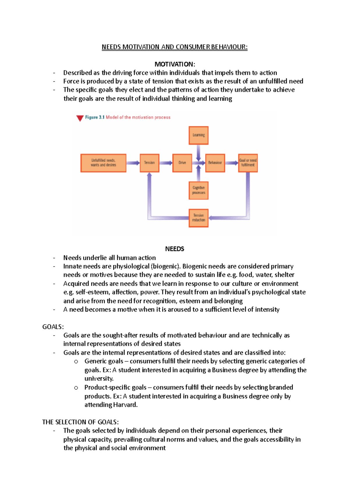 6. Needs Motivation AND Consumer Behaviour - NEEDS MOTIVATION AND ...