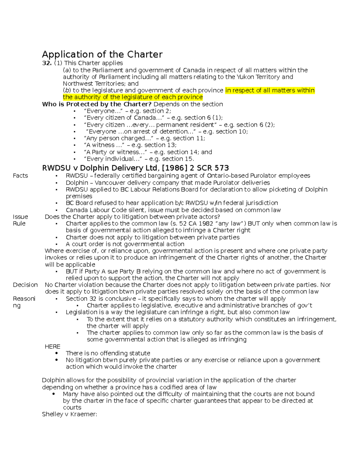 Application of the Charter - (1) This Charter applies ( a ) to the ...