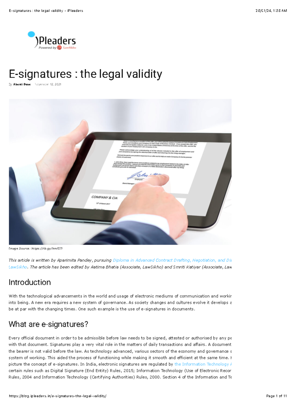 E-signatures : the legal validity - i Pleaders - E-signatures : the ...